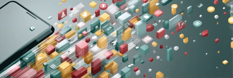 Stylized Smartphone Displays Explosion Colorful Icons Notifications ...