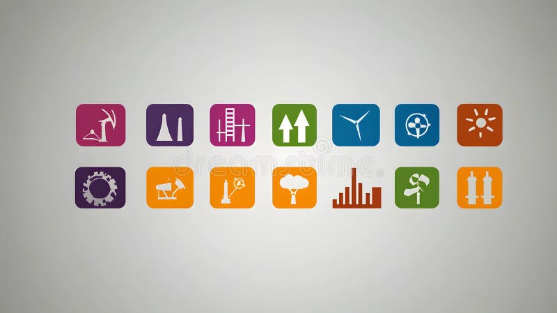 Colorful Icons Representing Various Energy Sources Stock Photo - Image ...