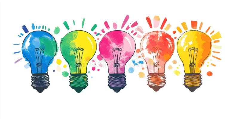 Colorful Idea Light Bulbs Graphic Design Stock Illustration ...