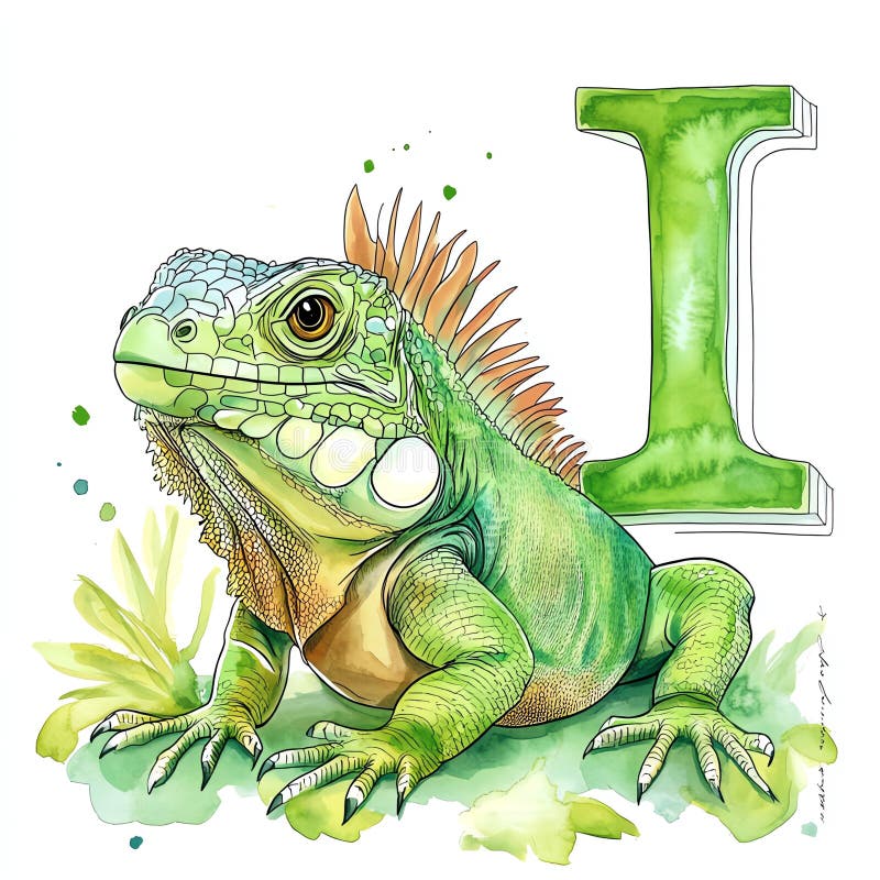 Colorful Iguana Illustration with Vibrant Details Stock Illustration ...