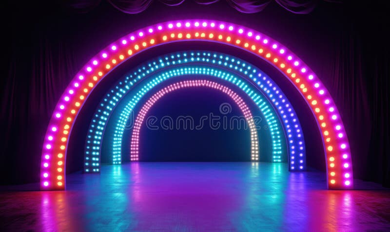 Colorful Illuminated Arches with Vibrant LED Lights Creating a Stunning ...