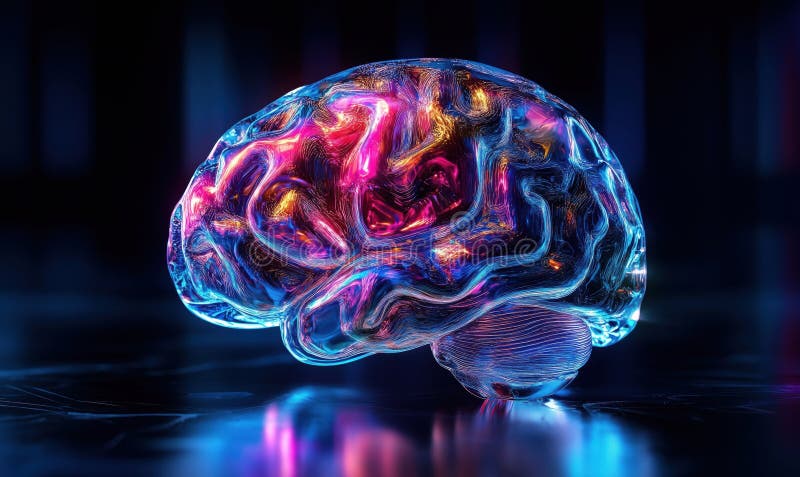 Colorful Illuminated Brain Sculpture Representing Creativity and ...