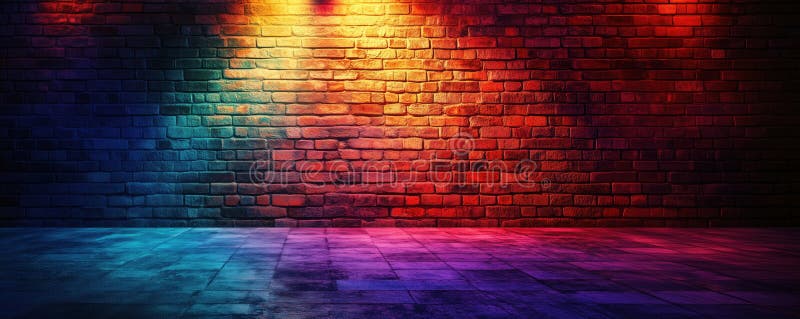 Colorful Illuminated Brick Wall with Vibrant Lighting Effects for ...