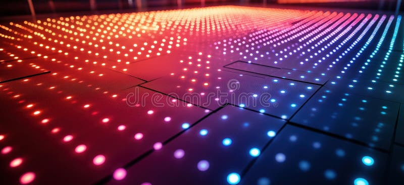 Colorful Illuminated Floor with Vibrant LED Lights Creating Dynamic ...