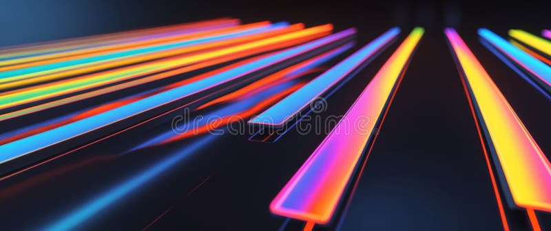 Colorful Illuminated Graphic Bars Reflecting on a Dark Surface. Stock ...