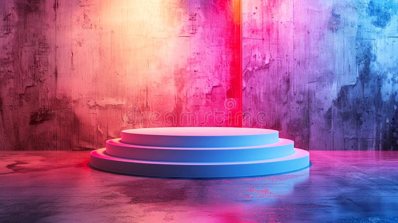 Colorful Illuminated Stage Setup with Textured Backdrop for ...