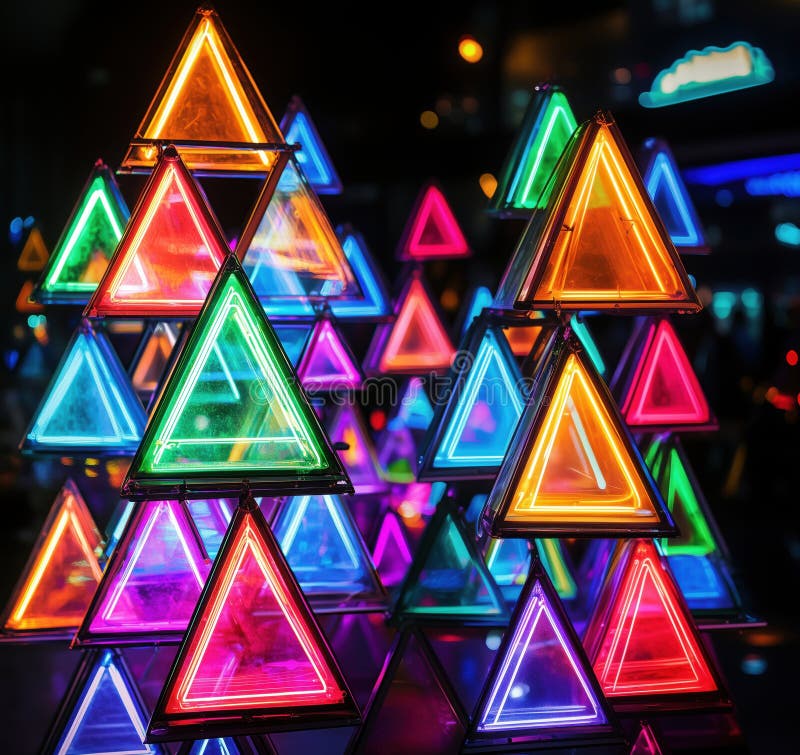 Vibrant Illuminated Triangular Art Installation Stock Photos - Free ...
