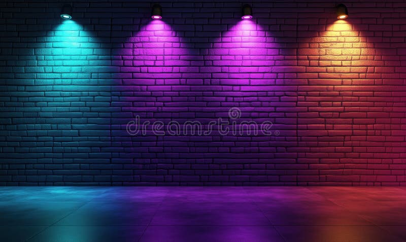 Colorful Illuminated Wall with Vibrant Lighting Effects in a Modern ...