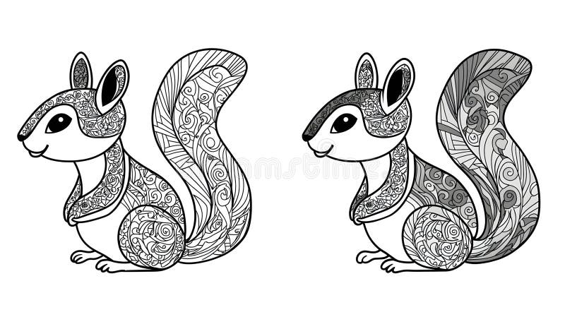 Colorful Illustrated Squirrels with Intricate Designs. Stock ...