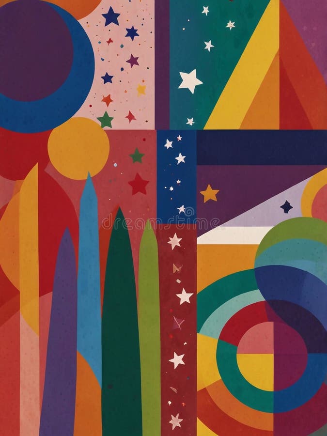 Colorful Illustration with Abstract Rainbow Blocks Stock Illustration ...