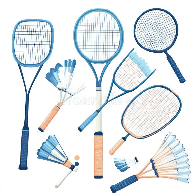 Colorful Illustration of Badminton Rackets and Shuttlecocks Stock ...