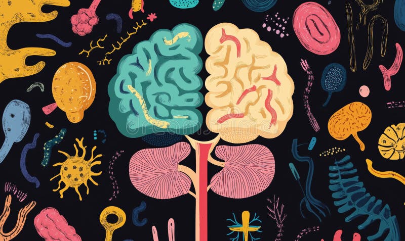 Colorful Illustration of Brain and Kidney Surrounded by Various ...