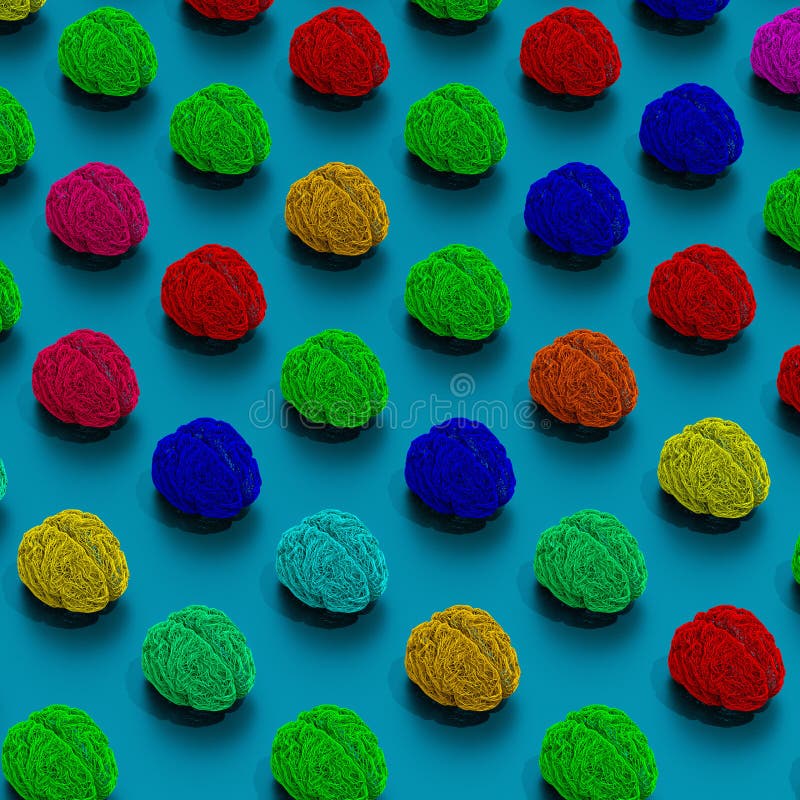 Colorful Illustration Brains Pattern, Low Poly Style Stock Illustration ...