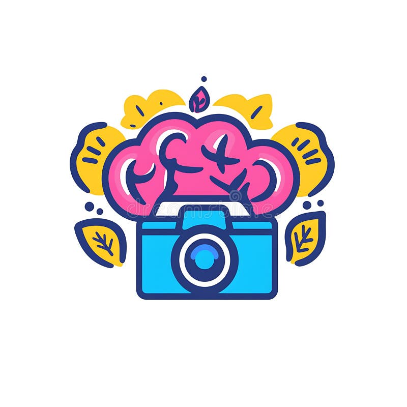 Colorful Illustration of a Camera with a Cloudshaped Brain Stock ...