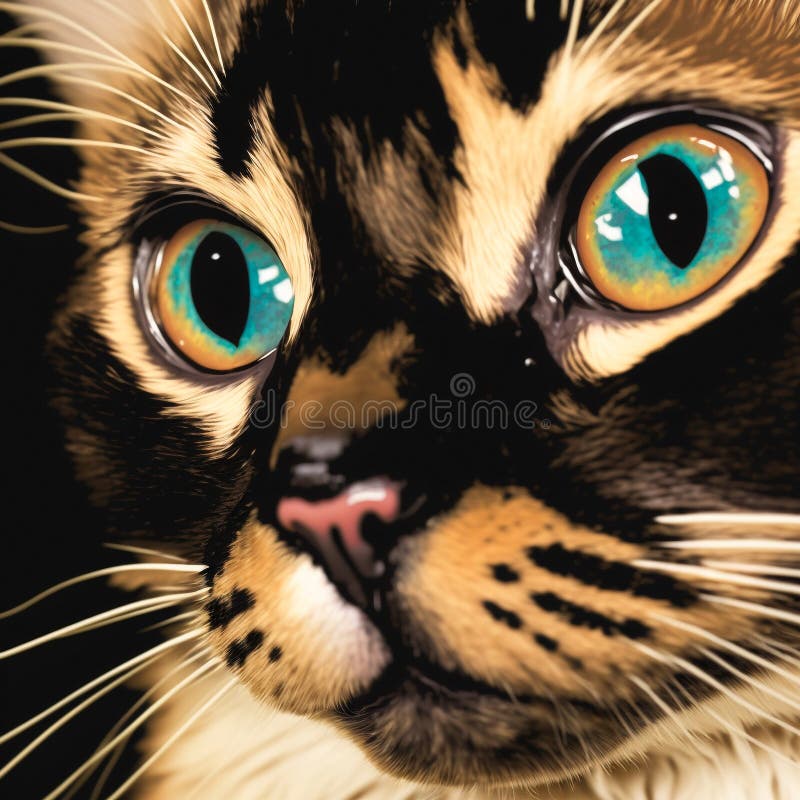 Colorful Illustration of a Cat& X27;s Face Stock Illustration ...