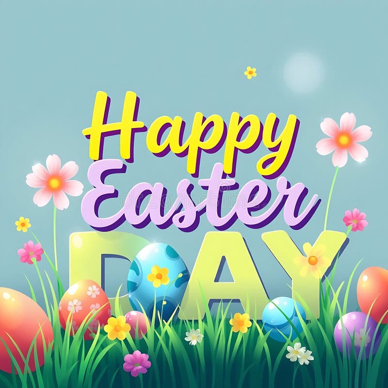 Colorful Illustration Celebrating Happy Easter Day. Happy Easter Card Design. AI Generated Image ...