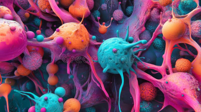 Colorful Illustration of Cells and Their Network Connections Stock ...