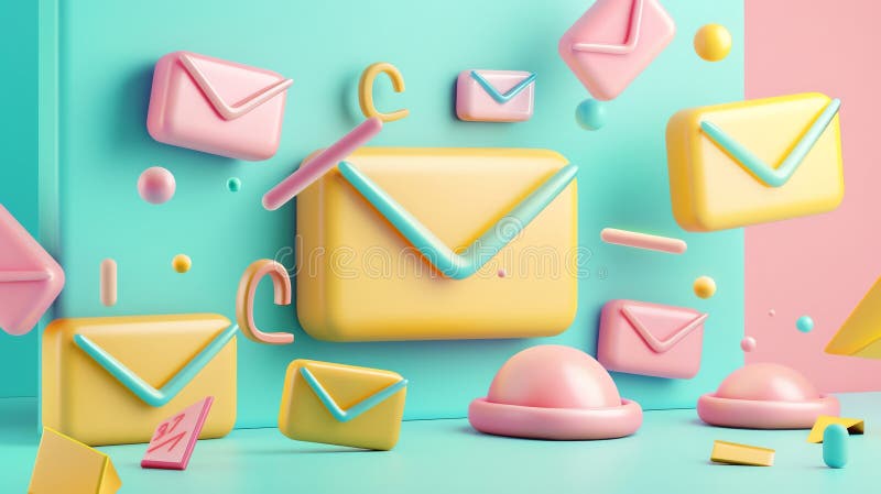 5 Colorful Illustration of a 3D Model of a Mail Icon Stock Illustration ...