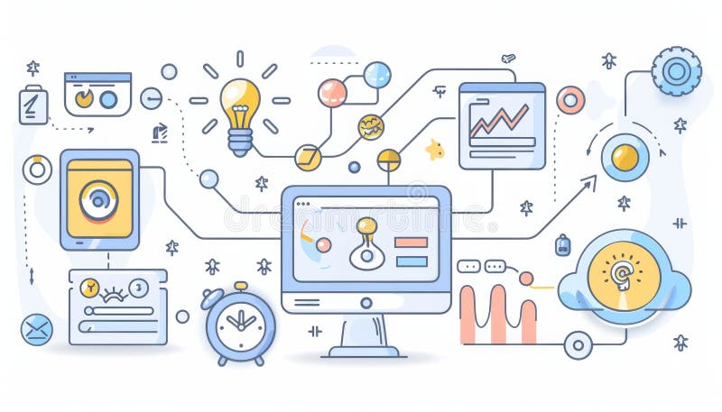 Colorful Illustration of Data Analysis and Cognitive Search Technology ...