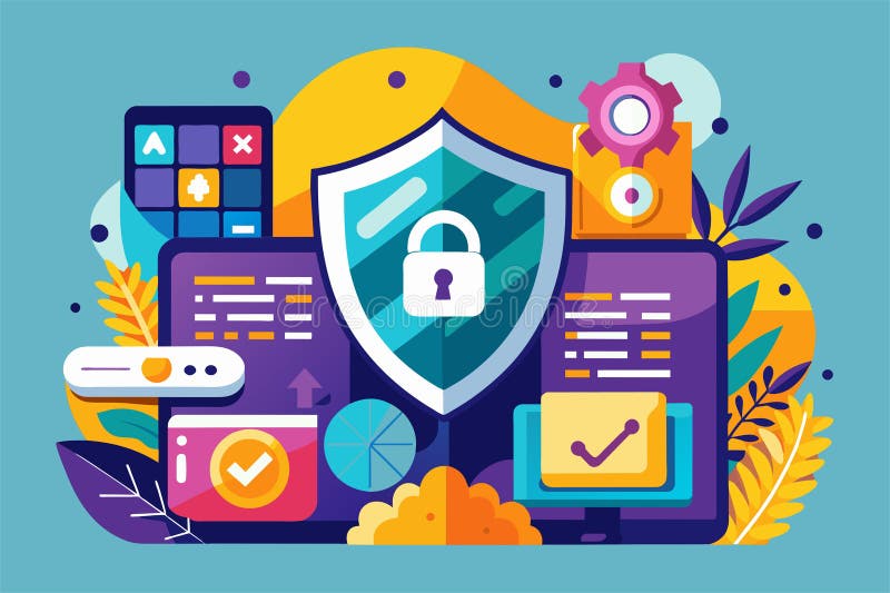 A Colorful Illustration of Data Protection Ideas Featuring Security ...