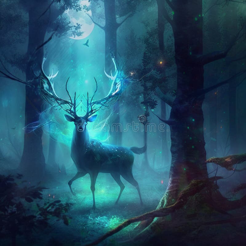 Colorful Illustration of a Deer in the Forest Stock Illustration ...