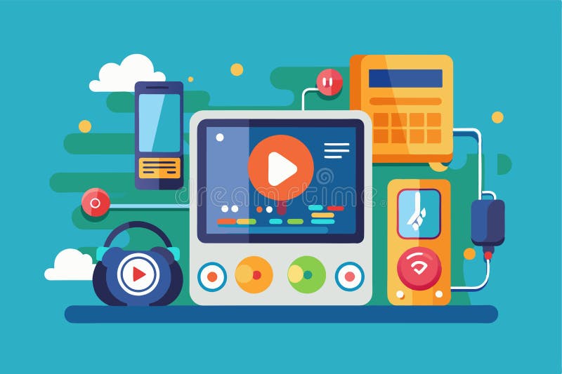 A Colorful Illustration Depicting a Customizable Media Player ...