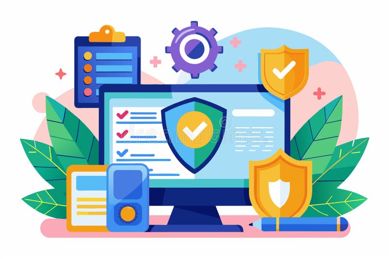 A Colorful Illustration Depicting Secure Software Elements Featuring ...