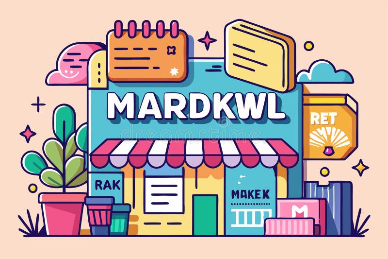 A Colorful Illustration Depicting a Store with Customizable Markdown ...