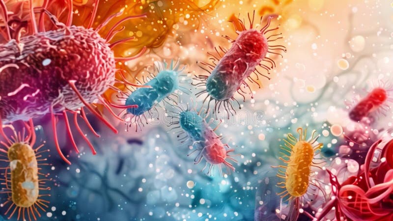 Colorful Bacteria Illustration Stock Footage - Video of microscope ...