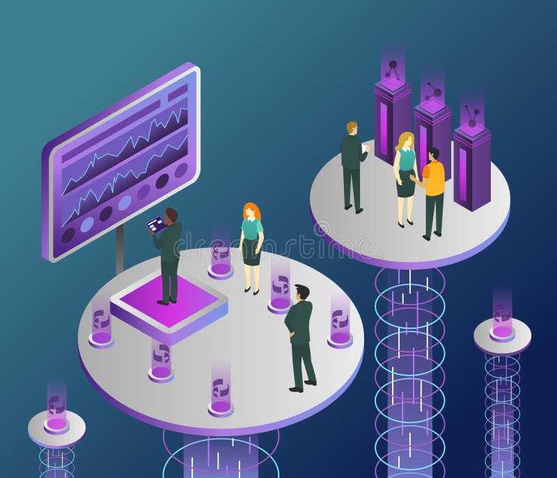 Vector Isometric Illustration of a Modern Work Environment Stock Vector ...