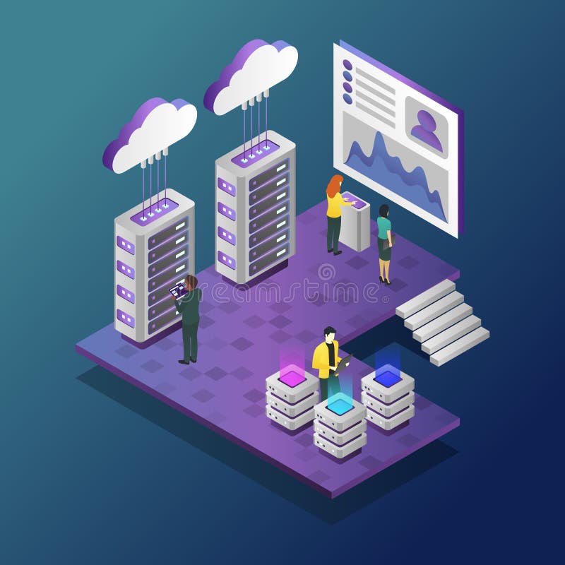 Vector Isometric Illustration of a Modern Work Environment Stock Vector ...