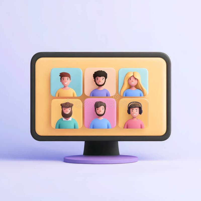 Colorful Illustration of Diverse Avatars on a Computer Screen for ...