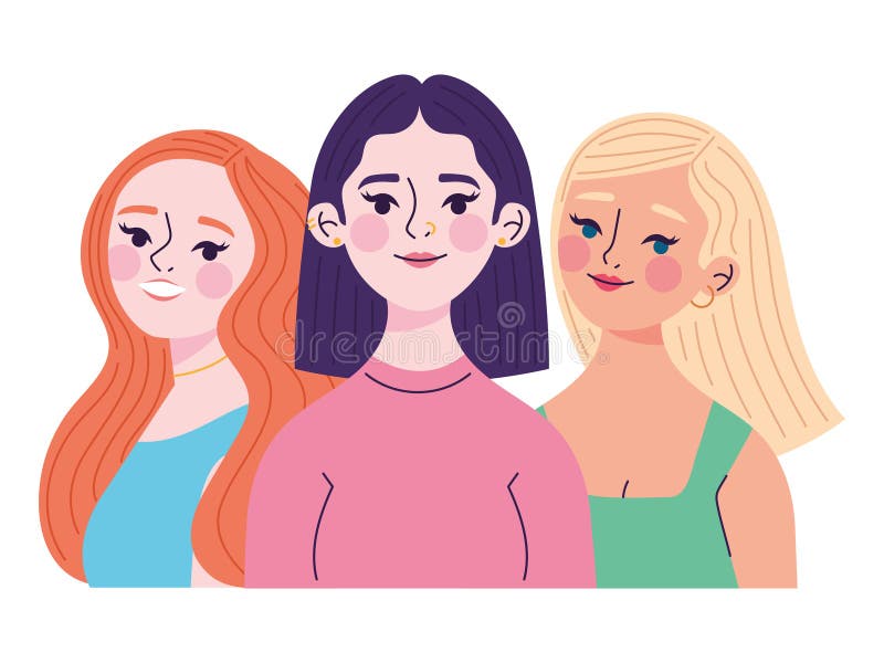 Colorful Illustration of Diverse Female Faces Stock Vector ...