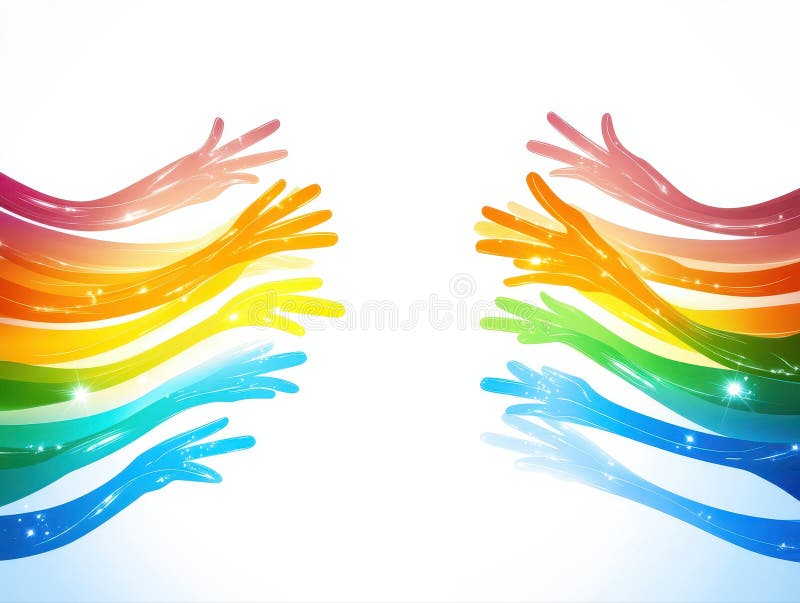 A Colorful Illustration of Diverse Hands Reaching Towards Each Other in ...