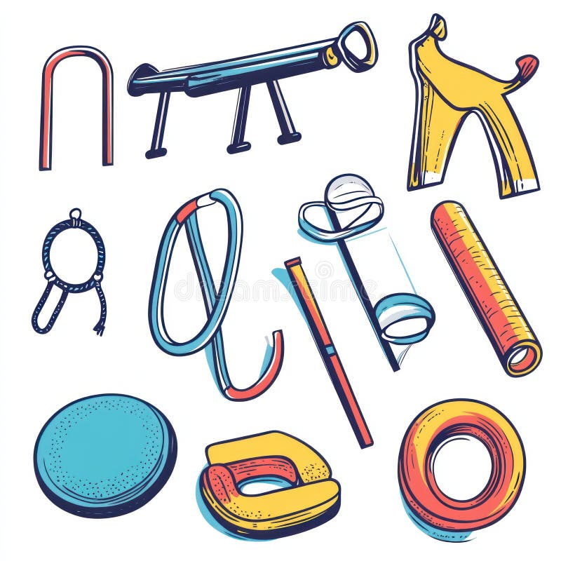 Colorful Illustration of Dog Agility Equipment Stock Illustration ...