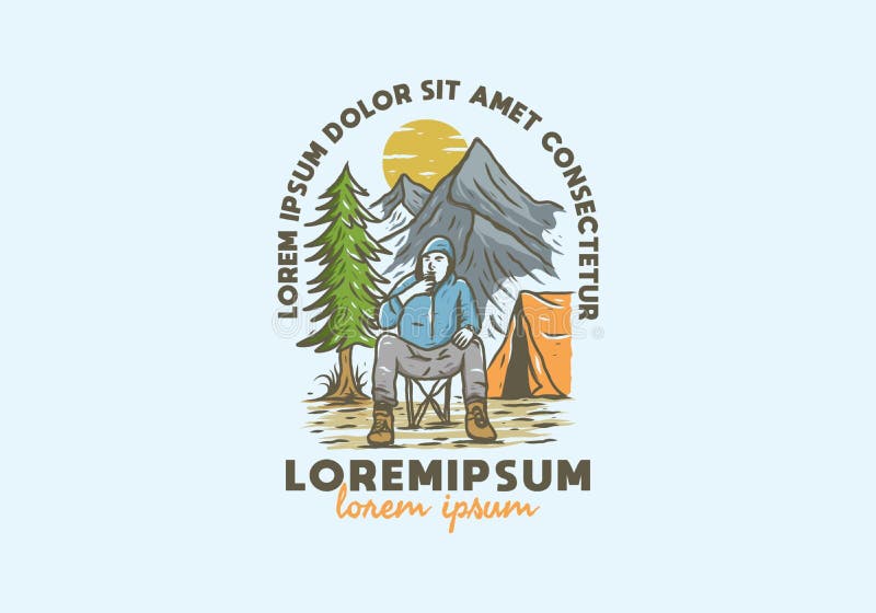 Colorful Illustration Drawing of Man Camping Stock Vector ...