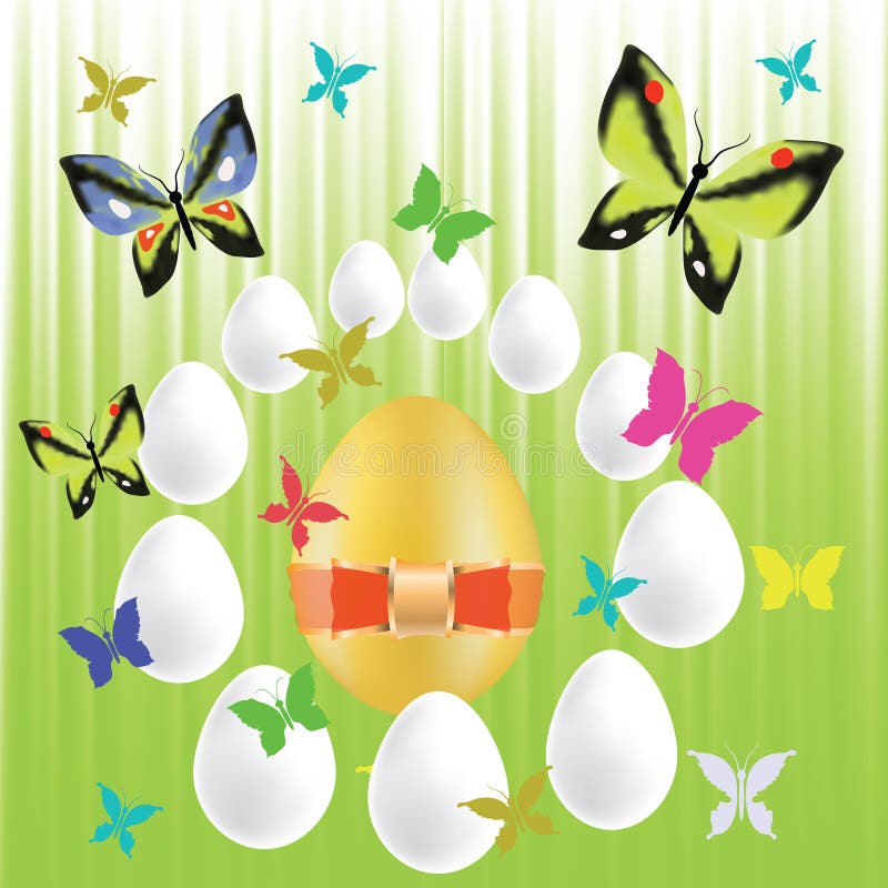 Easter Eggs and Butterflies Stock Vector - Illustration of gradient ...