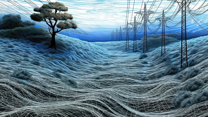 A Colorful Illustration of the Electrical Grid, Generative Ai Stock ...