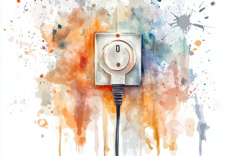 A Colorful Illustration of an Electrical Plug Stock Illustration ...