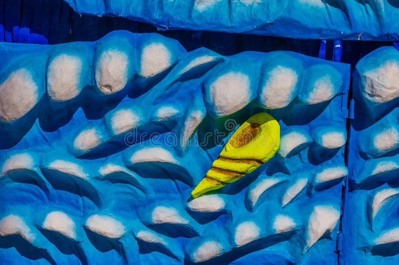 Colorful Illustration Featuring a Bright Shell on a Blue and White ...