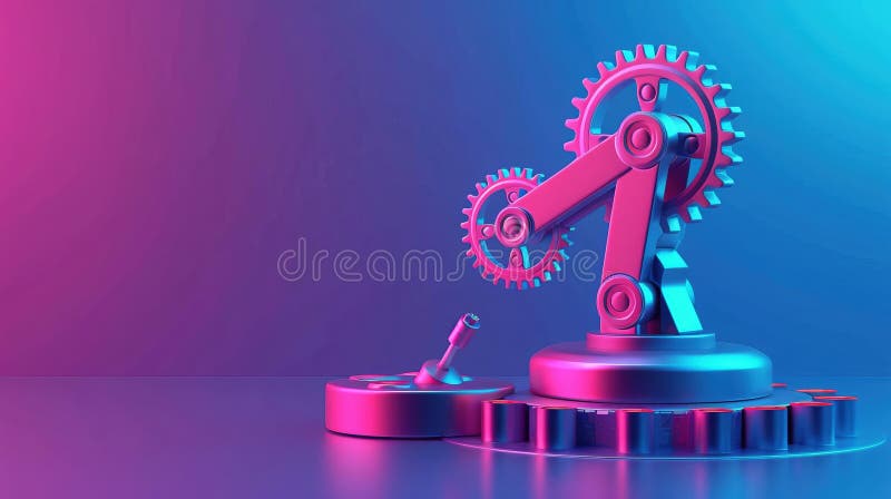 Colorful Illustration Featuring a 3D Automation Icon with Dynamic Hues ...