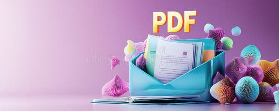 Colorful Illustration Featuring a Digital File Folder Containing PDF Documents Stock Photo ...