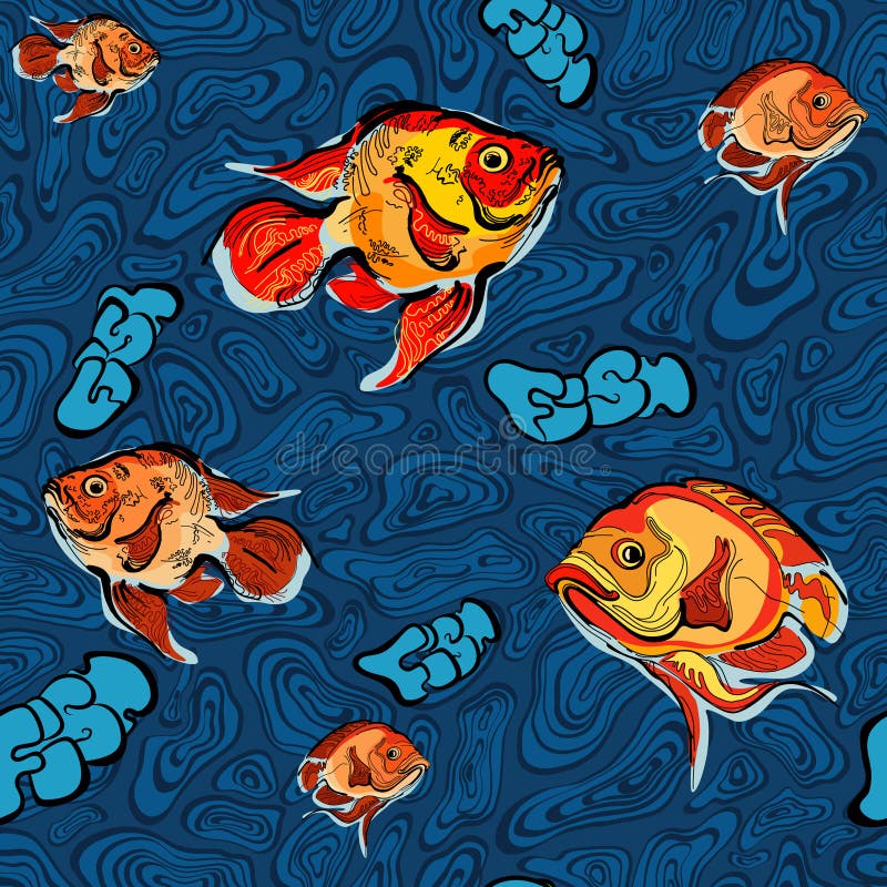 Colorful Illustration of Fish Seamless Pattern Stock Vector ...