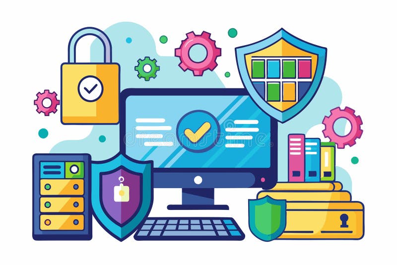 A Colorful Illustration Highlights Computer Data Input Security with ...