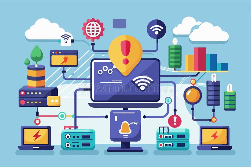 A Colorful Illustration Highlights a Digital Network Connecting ...