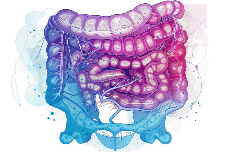 Colorful Illustration of the Human Digestive System on a White ...