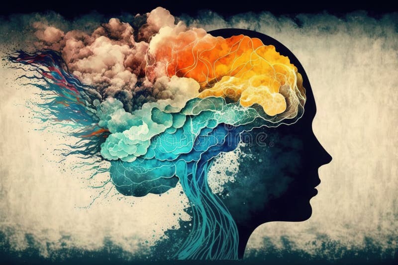 Colorful Illustration of a Human Intelligence, Mind of a Woman Full of ...