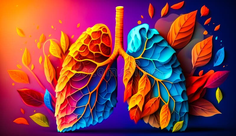 Colorful Illustration of Human Lungs. Generative AI Stock Illustration ...