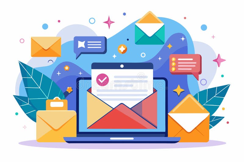 A Colorful Illustration of a Laptop Screen with a Customizable Email ...