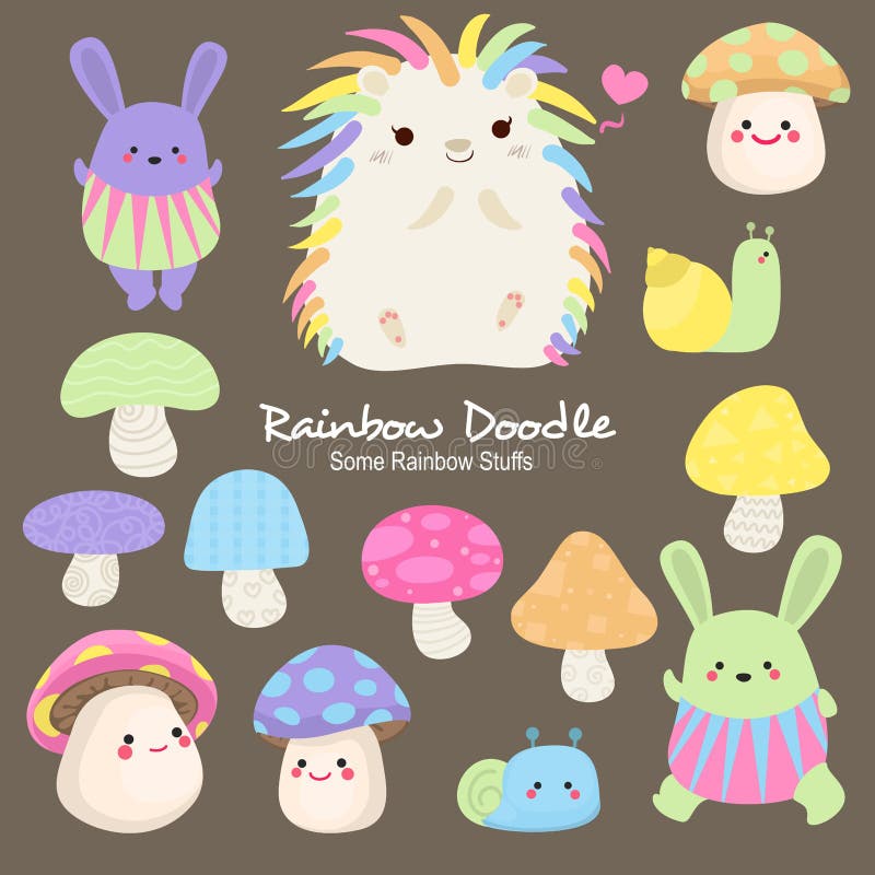 Rainbow Doodle Collection stock vector. Illustration of collection ...